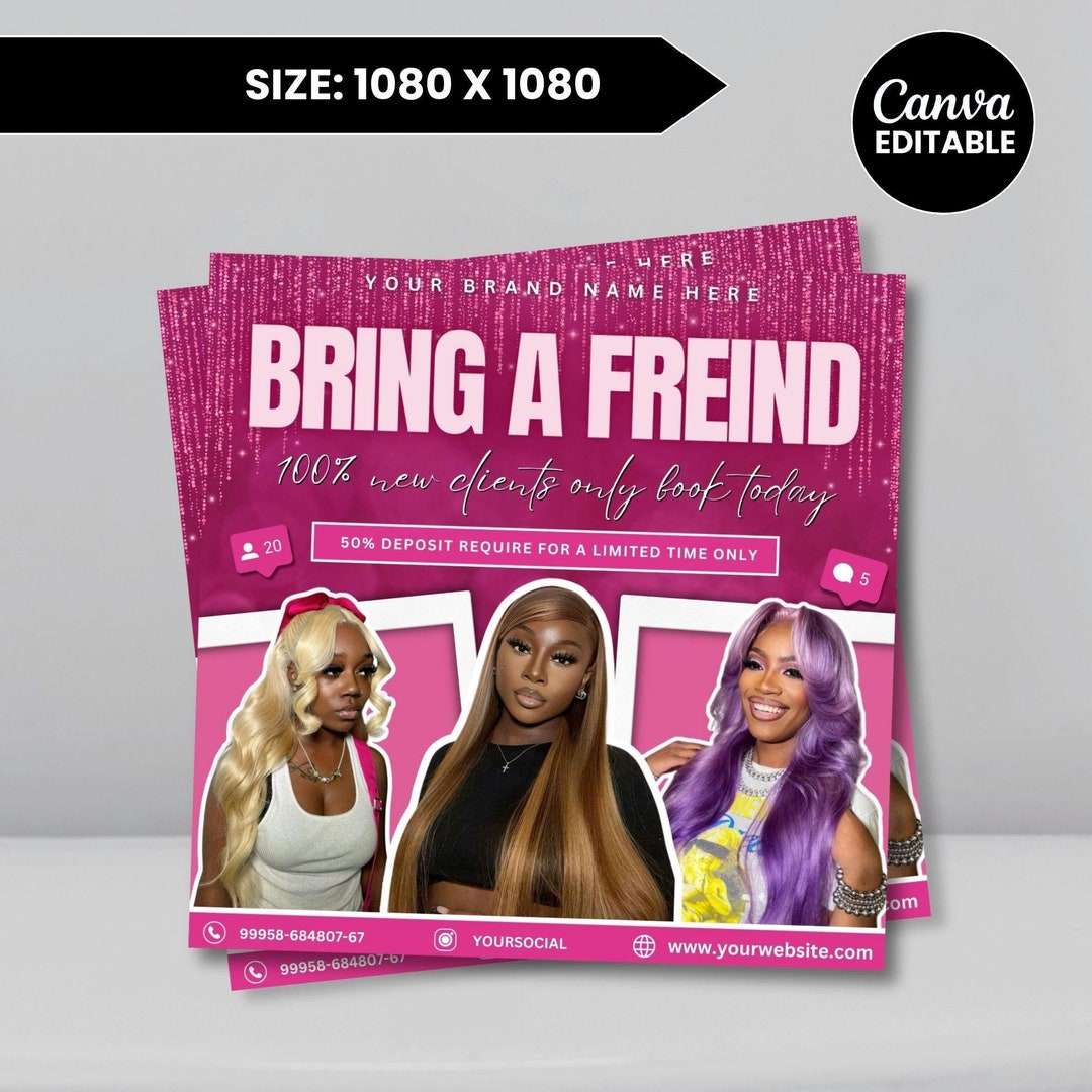 Bring A Friend Flyer, DIY Template, Editable on Canva, Bestie Deal ...