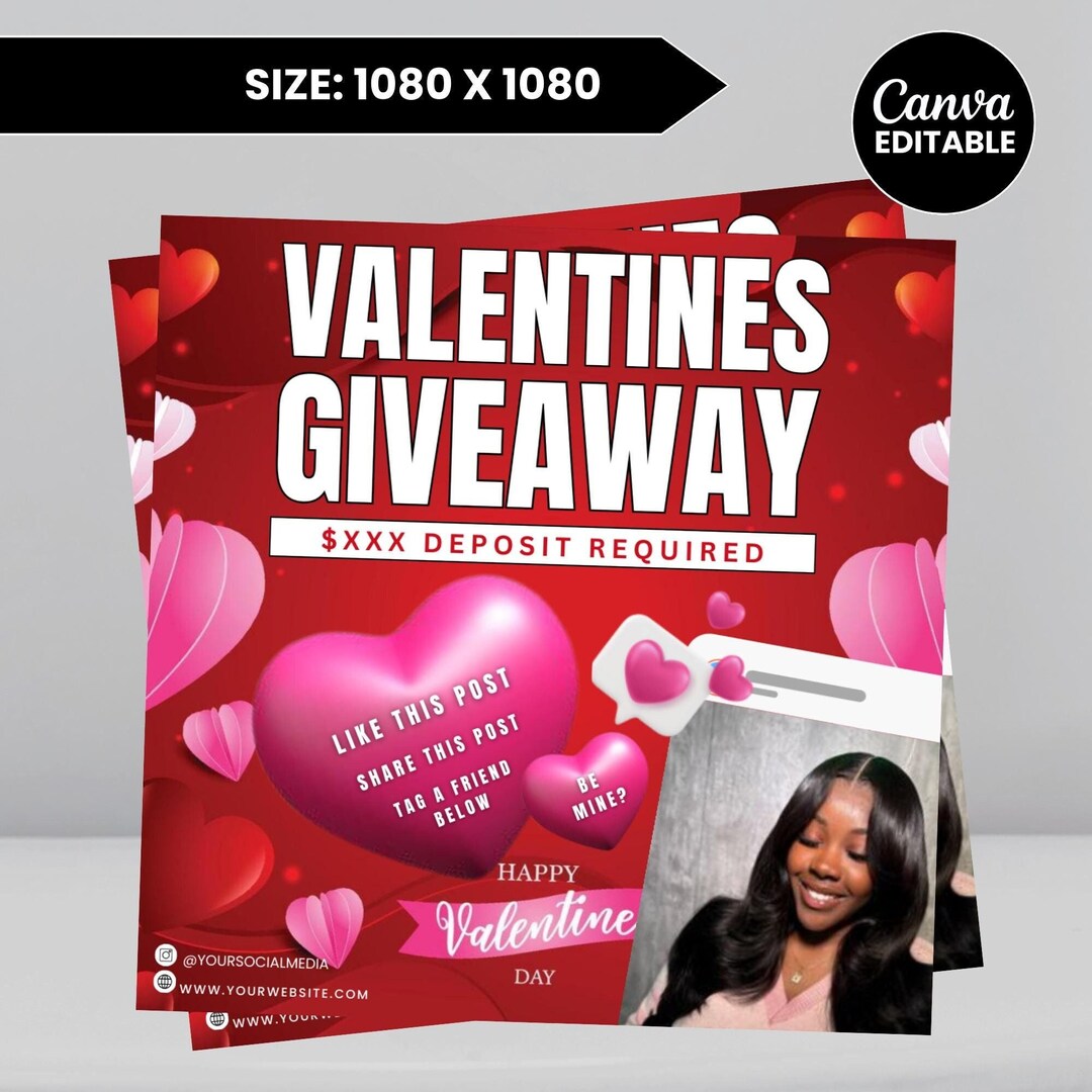 Valentine's Day Giveaway Flyer, DIY Flyer Template Design, Milestone ...