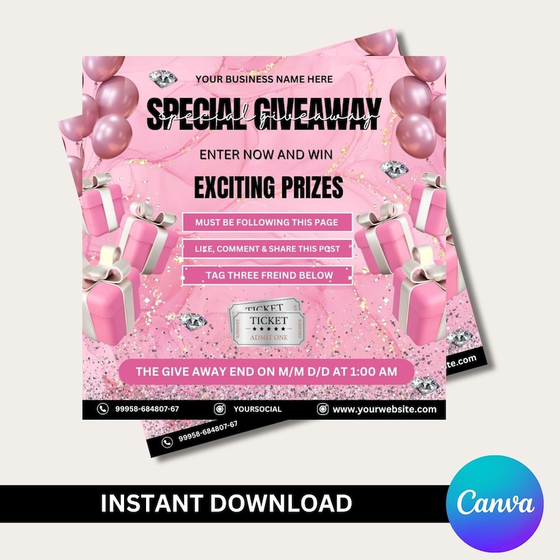 Special Giveaway Flyer, DIY Flyer Template Design, Milestone Contest ...