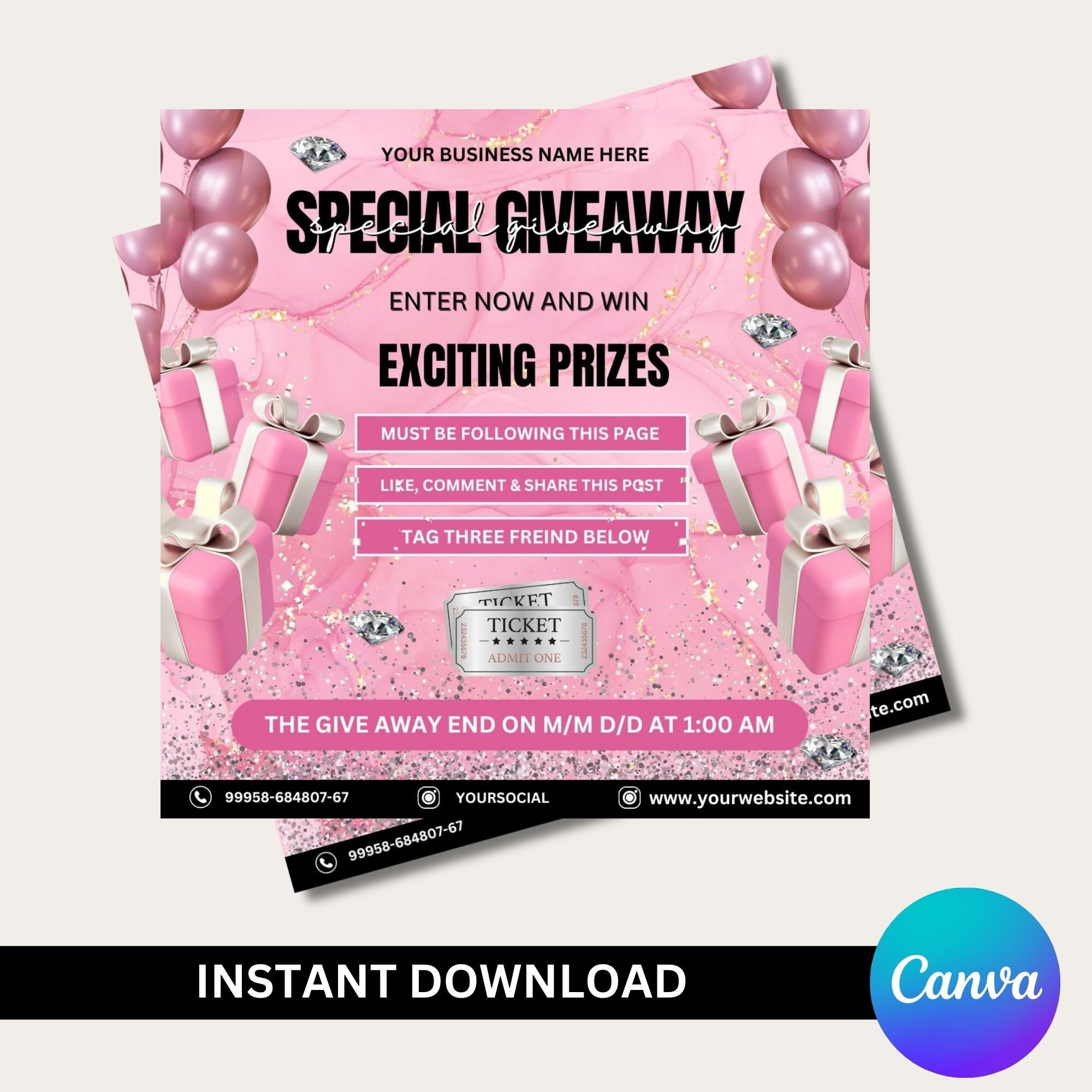 Special Giveaway Flyer, DIY Flyer Template Design, Milestone Contest ...
