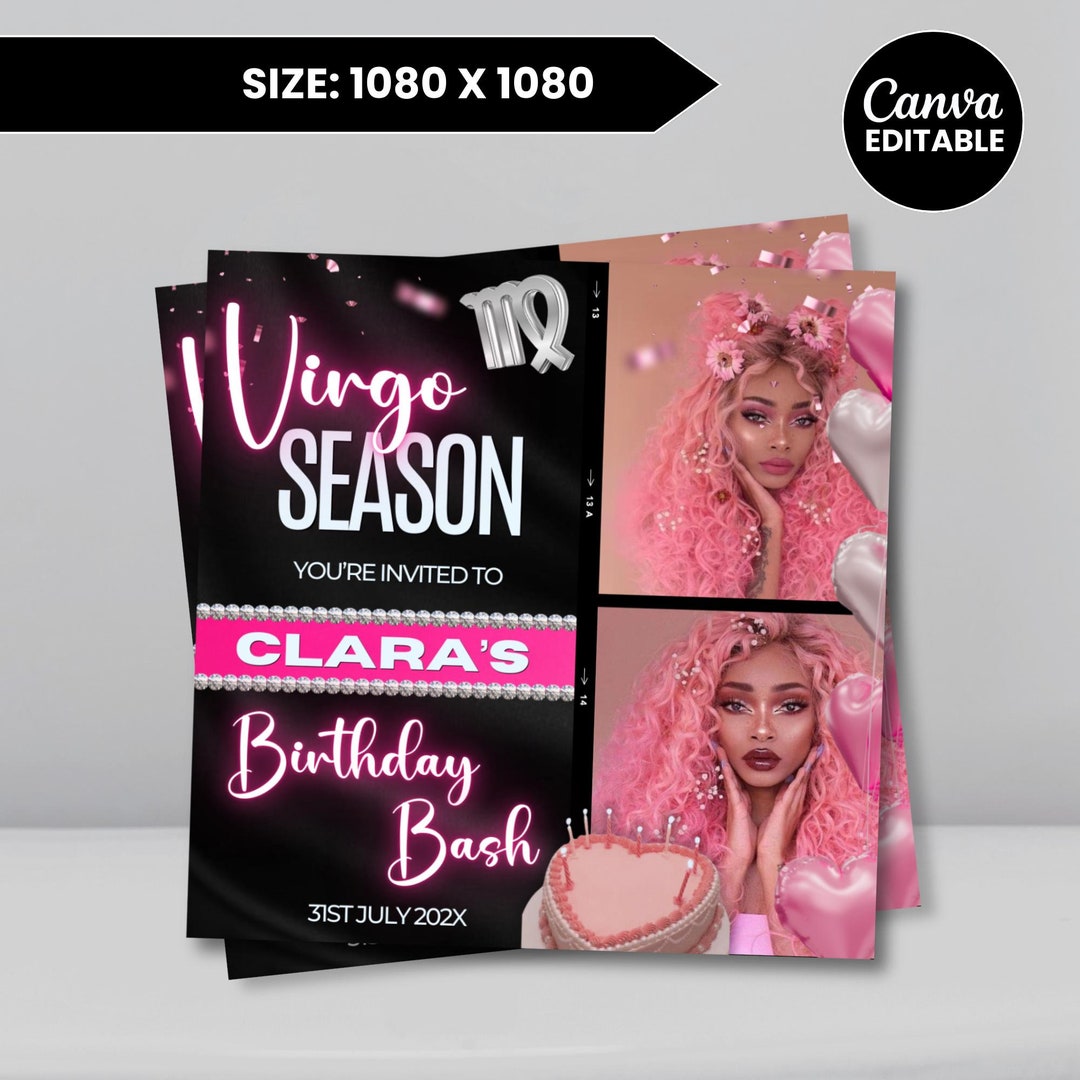 Virgo Birthday Flyer, Virgo Bash Flyer, Virgo Birthday Girl Party Flyer ...