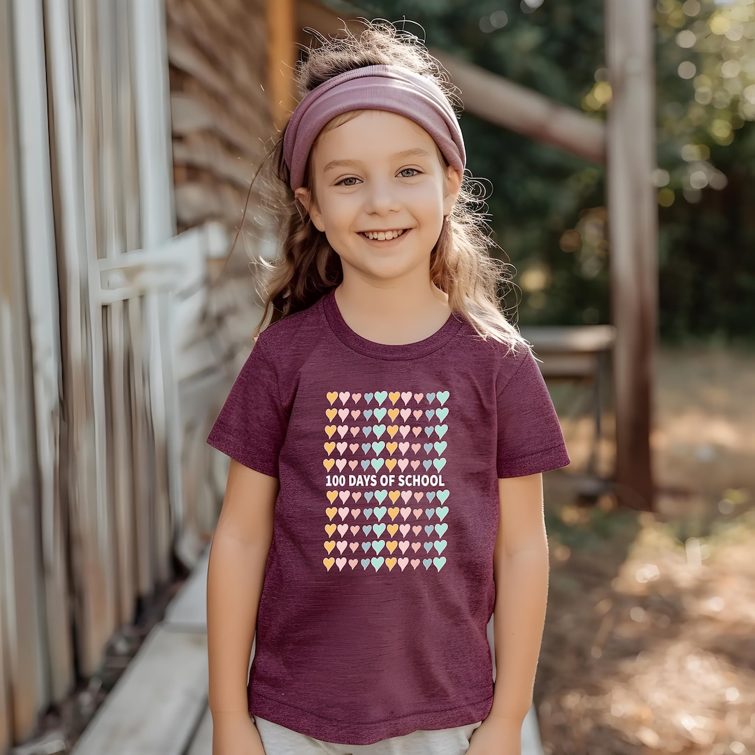 100 Days of School Shirt, 100th Day of School, 100 Days of Hearts Shirt ...