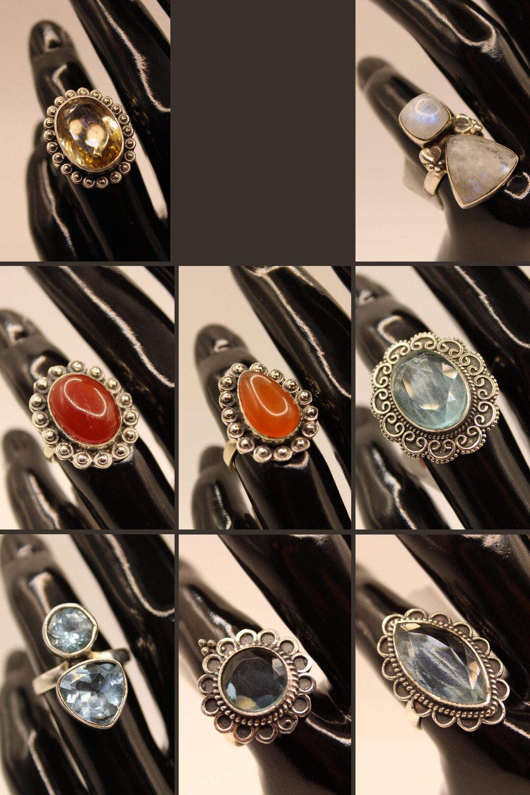 Crystal Gemstone Rings Assorted 925 Sterling Silver 1 PC size Chart ...