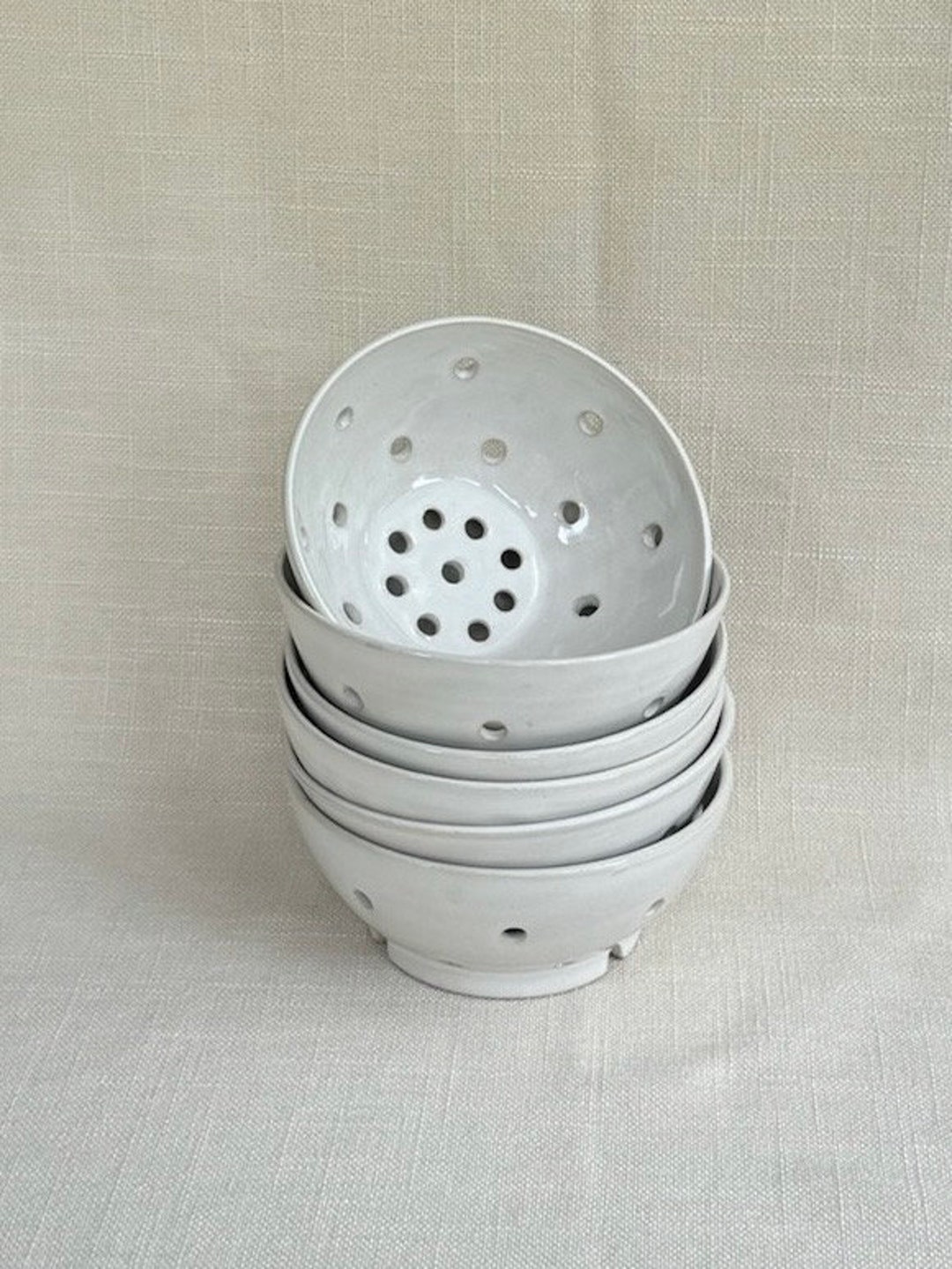 Hand Thrown Ceramic Berry Bowl / Drainer Bowls in Soft White Glaze ...