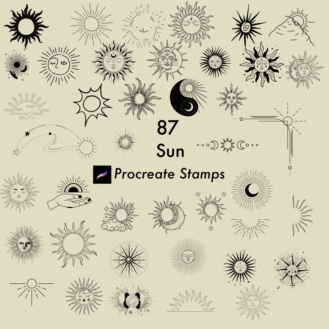 Sun Procreate Stamps | Procreate Brushes | Procreate Stamps | Tattoo ...