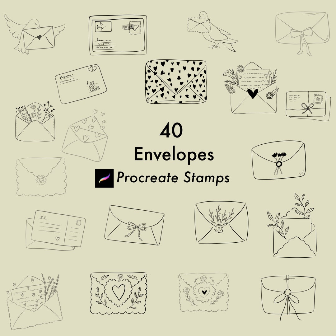 Envelopes Procreate Stamps | Procreate Brushes | Procreate Stamps ...