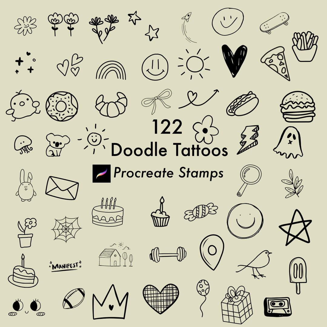 Doodle Tattoos Procreate Stamps | Procreate Brushes | Procreate Stamps ...