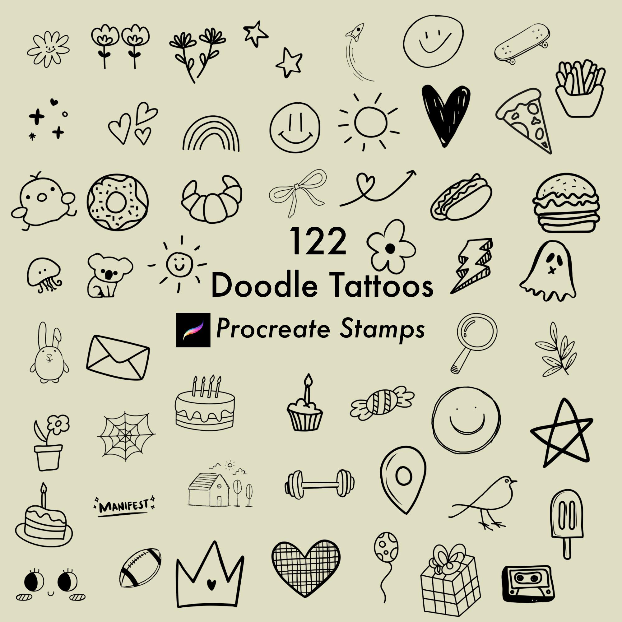 Doodle Tattoos Procreate Stamps | Procreate Brushes | Procreate Stamps ...