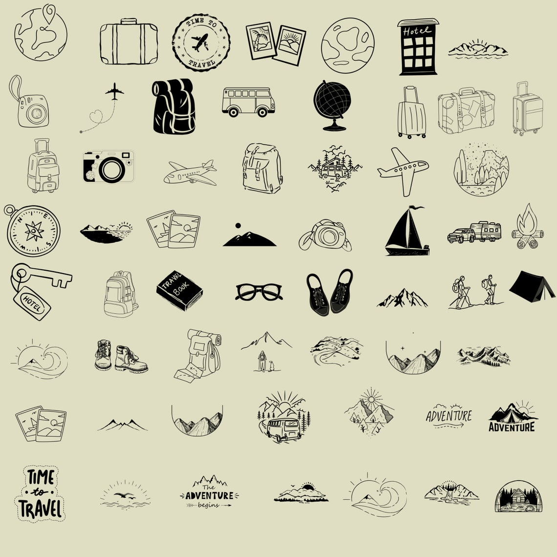 Adventure Procreate Stamps | Procreate Brush Stamps | Adventure Tattoo ...