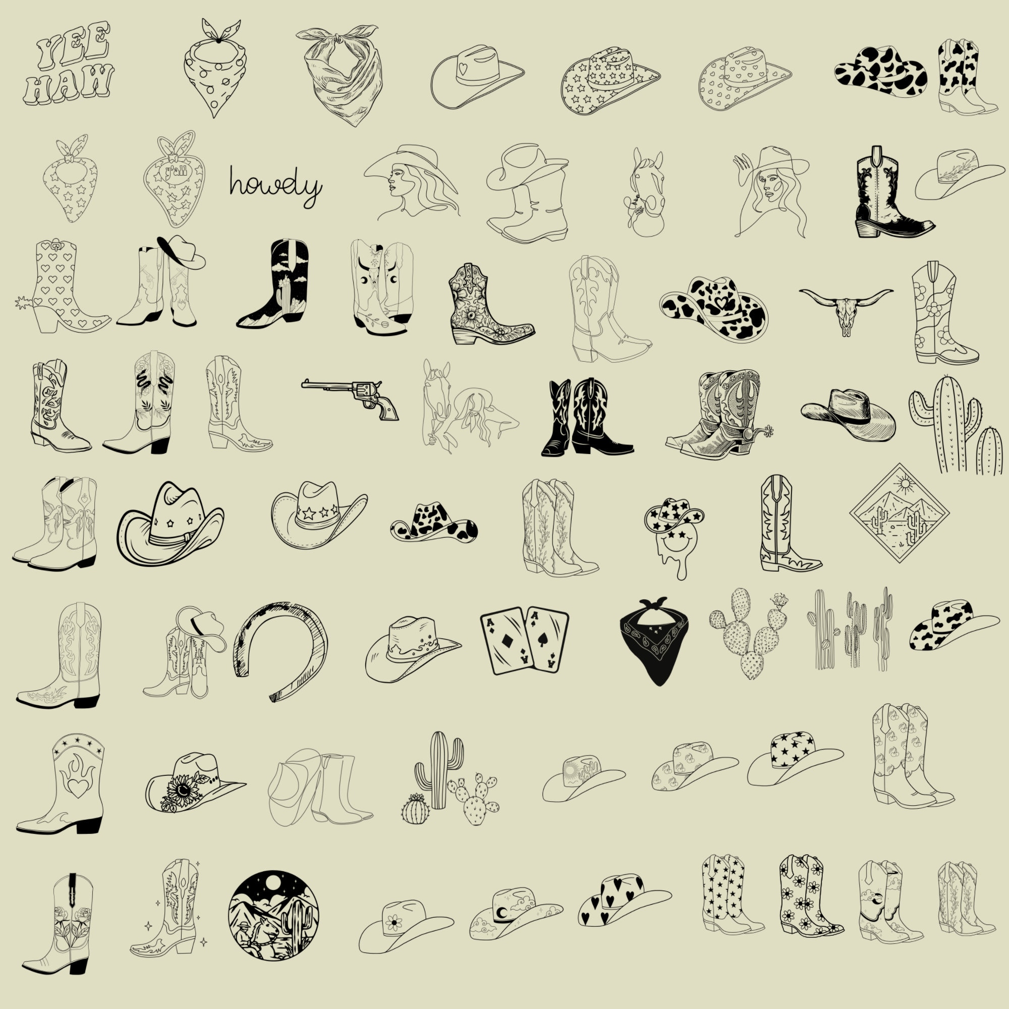 Wild West Procreate Brush Stamps | Cowboy Tattoo Procreate | Procreate ...