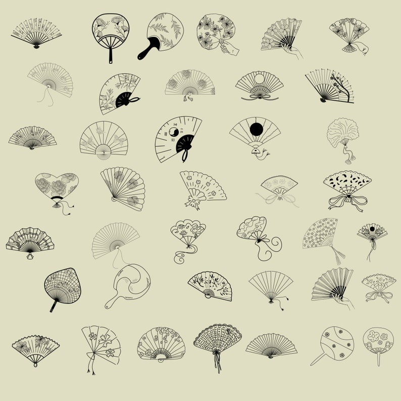 Hand Fans Tattoo Procreate Stamps | Procreate Brushes | Procreate ...