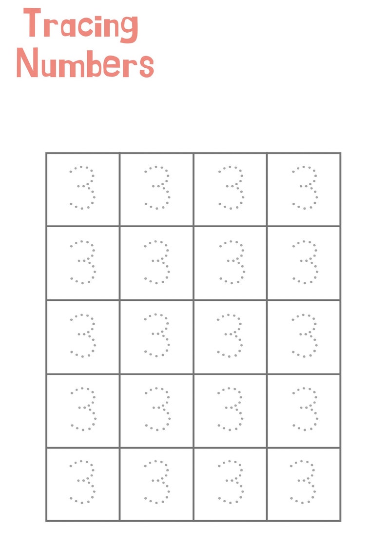 Kids Tracing Numbers Worksheet - Etsy