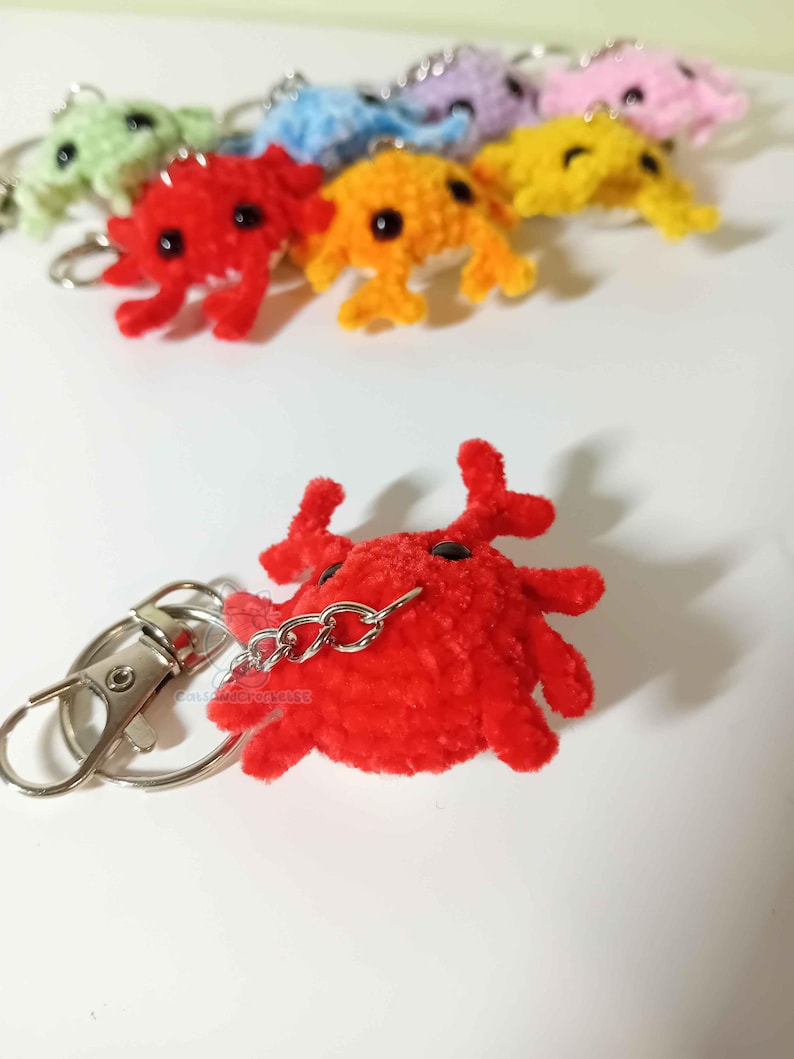 Crochet Crab Plushie Keychain: Mystery Blind Bag With Cat Sticker - Etsy