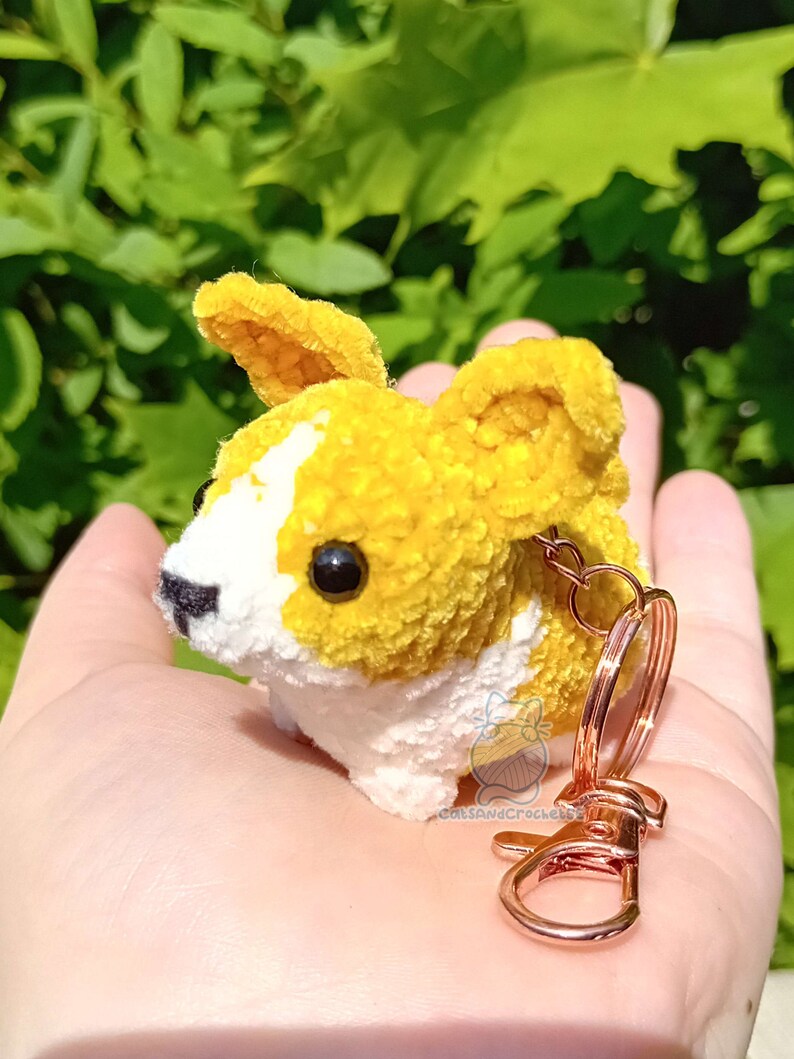 Keychain Crochet Calico Cat, Corgi Dog, Small Plushie, Amigurumi ...
