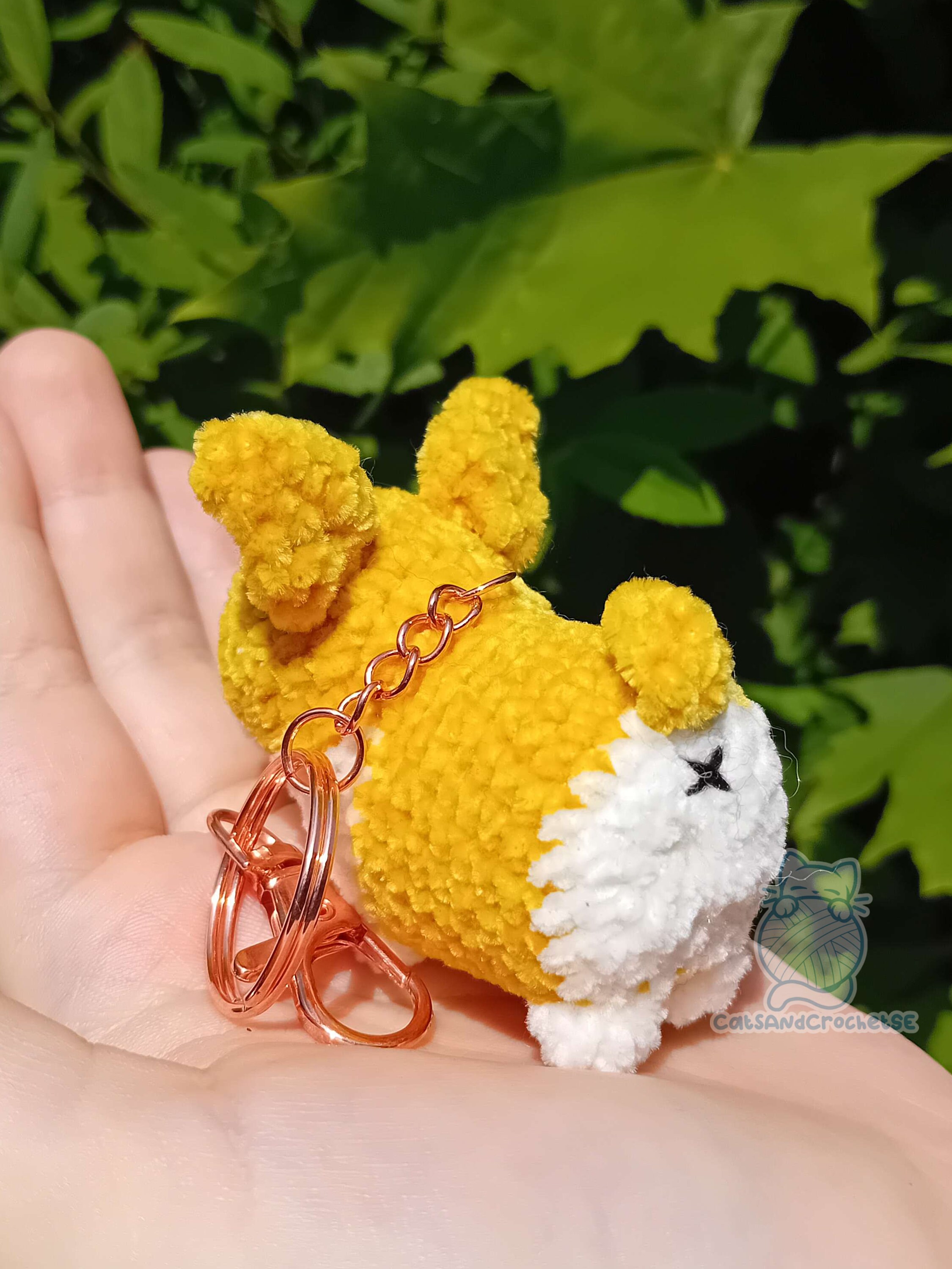 Keychain Crochet Calico Cat, Corgi Dog, Small Plushie, Amigurumi ...