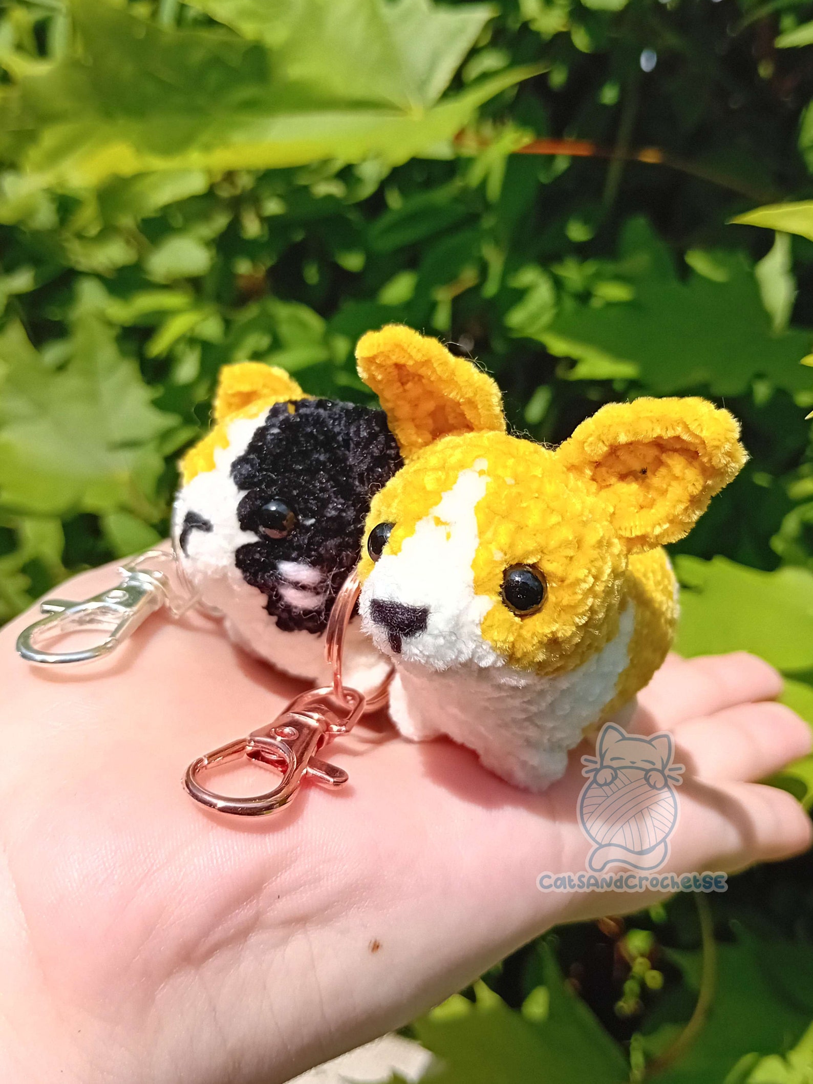 Keychain Crochet Calico Cat, Corgi Dog, Small Plushie, Amigurumi ...