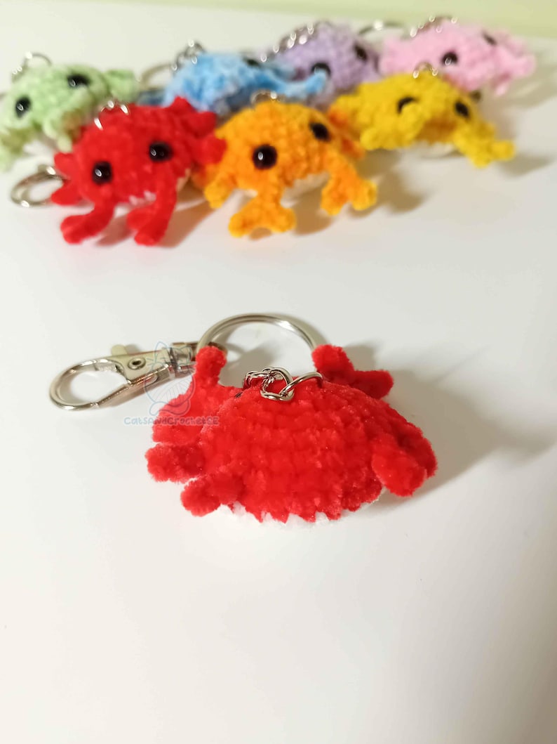Crochet Crab Plushie Keychain: Mystery Blind Bag With Cat Sticker - Etsy