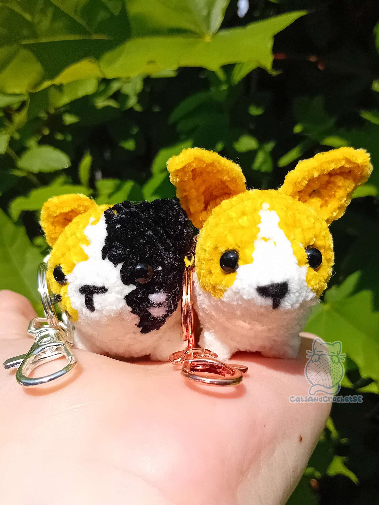 Keychain Crochet Calico Cat, Corgi Dog, Small Plushie, Amigurumi ...