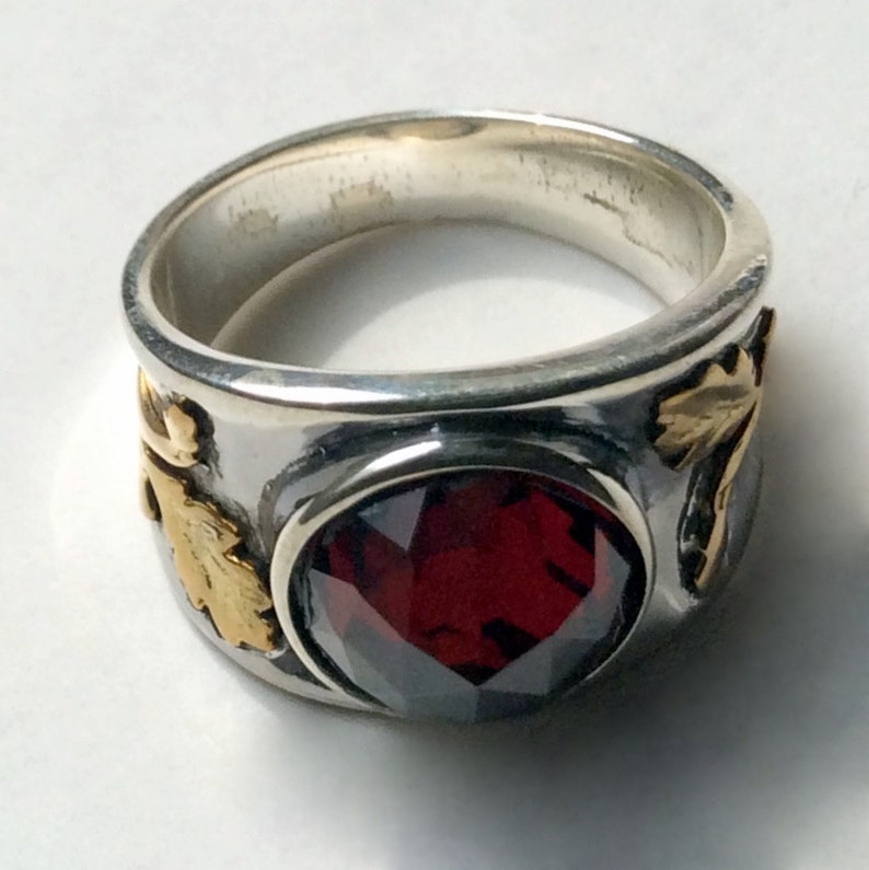 Garnet Ring Silver Ring Mixed Metals Ring Cocktail Ring - Etsy
