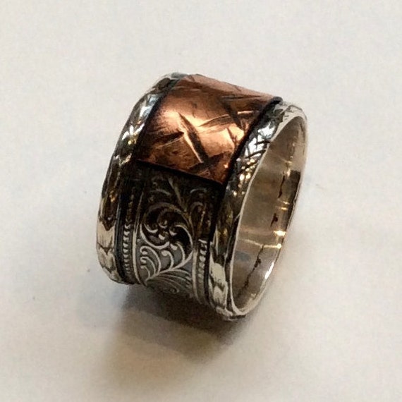 Silver wedding band vine band unisex ring unique wedding | Etsy