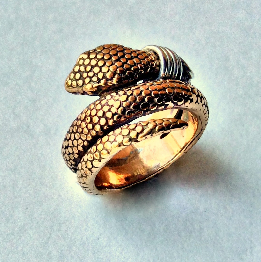 Coiled Snake Ring, Snake Band, Bronze Snake Ring, Long Snake Ring ...