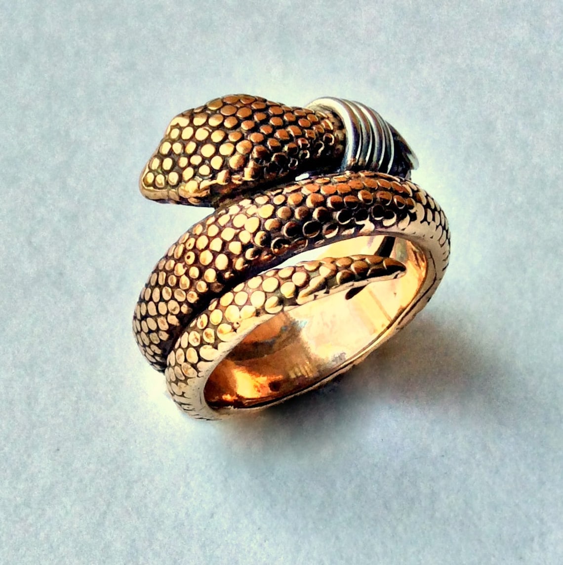 Coiled Snake Ring Snake Band Bronze Snake Ring Long Snake - Etsy