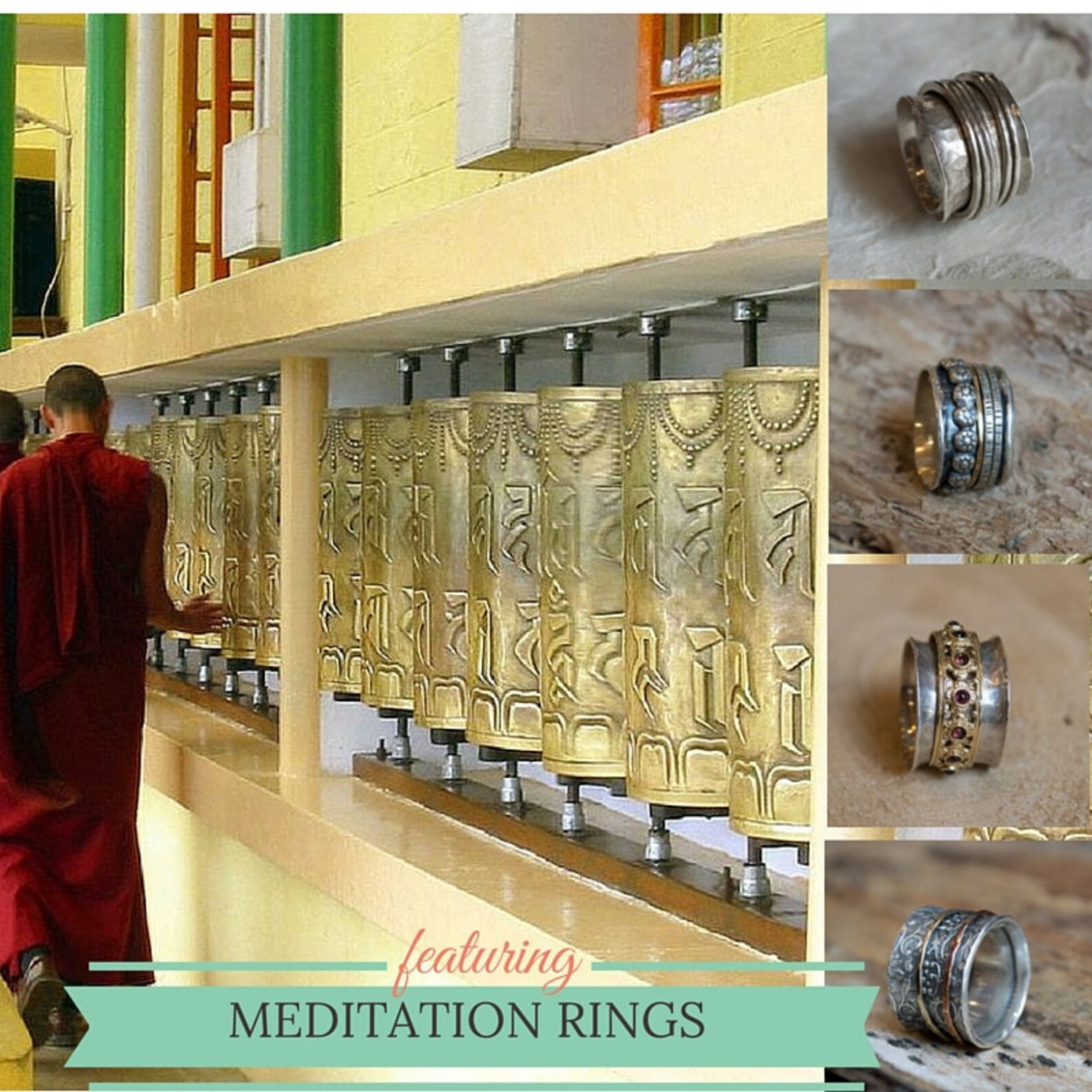 Fidget Wedding Band, Silver Ring Band, Meditation Ring, Silver Gold ...