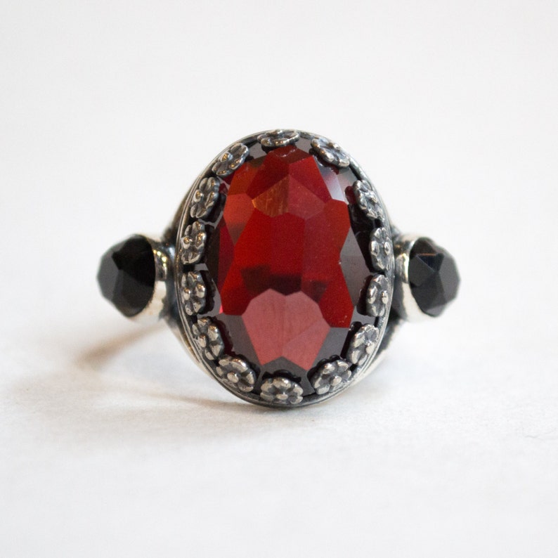 Gypsy Ring Garnet Ring Silver Ring Boho Ring Crown Ring - Etsy