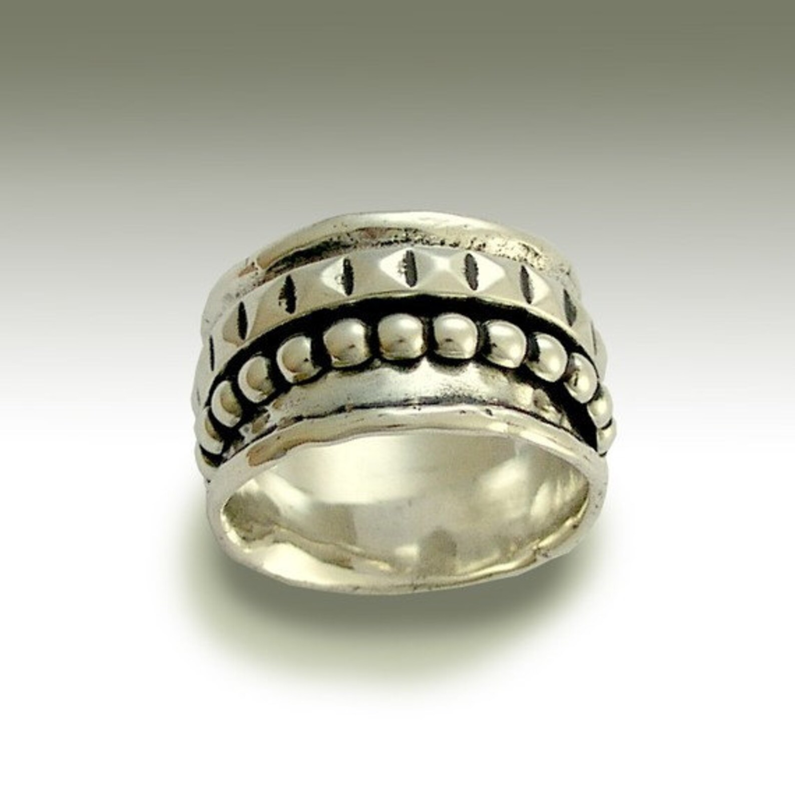 Mens silver ring stacking rings spinner ring wide ring | Etsy