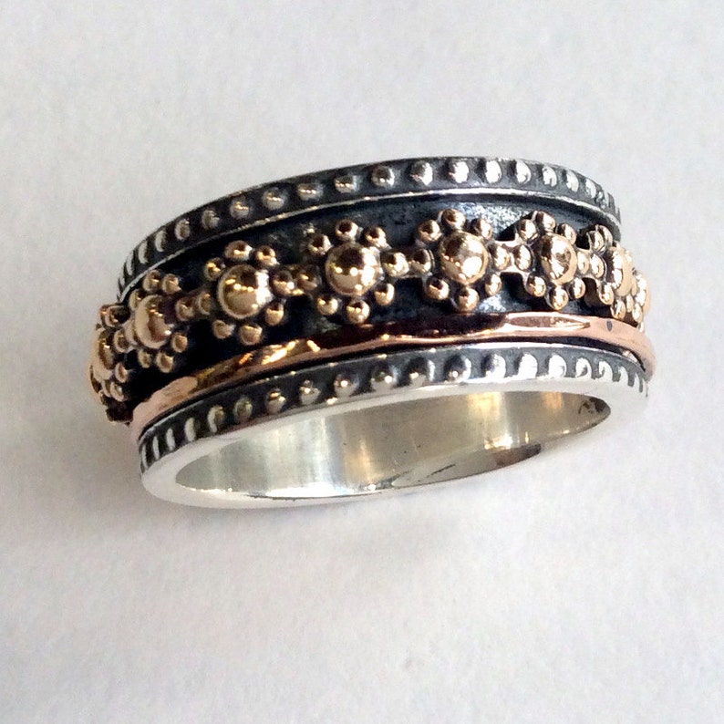 Sterling Silver Ring Wedding Band Gold Silver Band Floral - Etsy