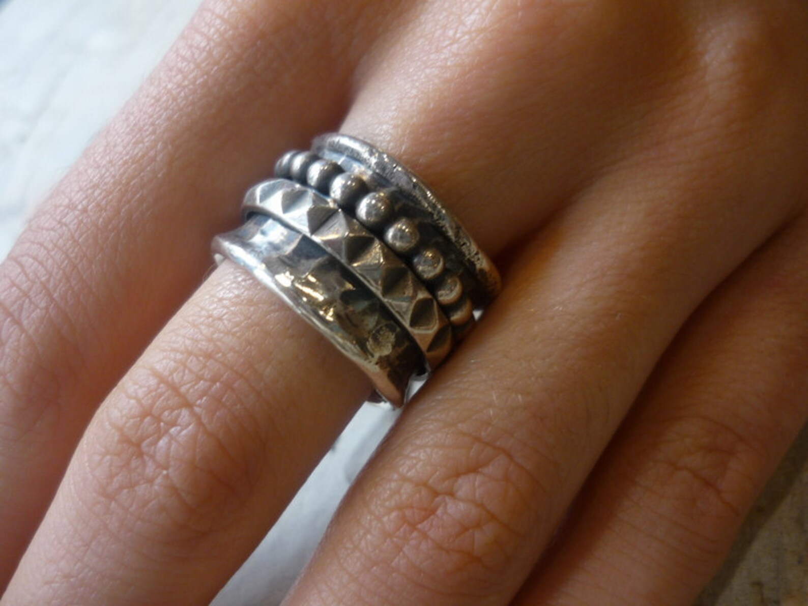 Sterling Silver Ring Wide Silver Band Rustic Silver Ring | Etsy