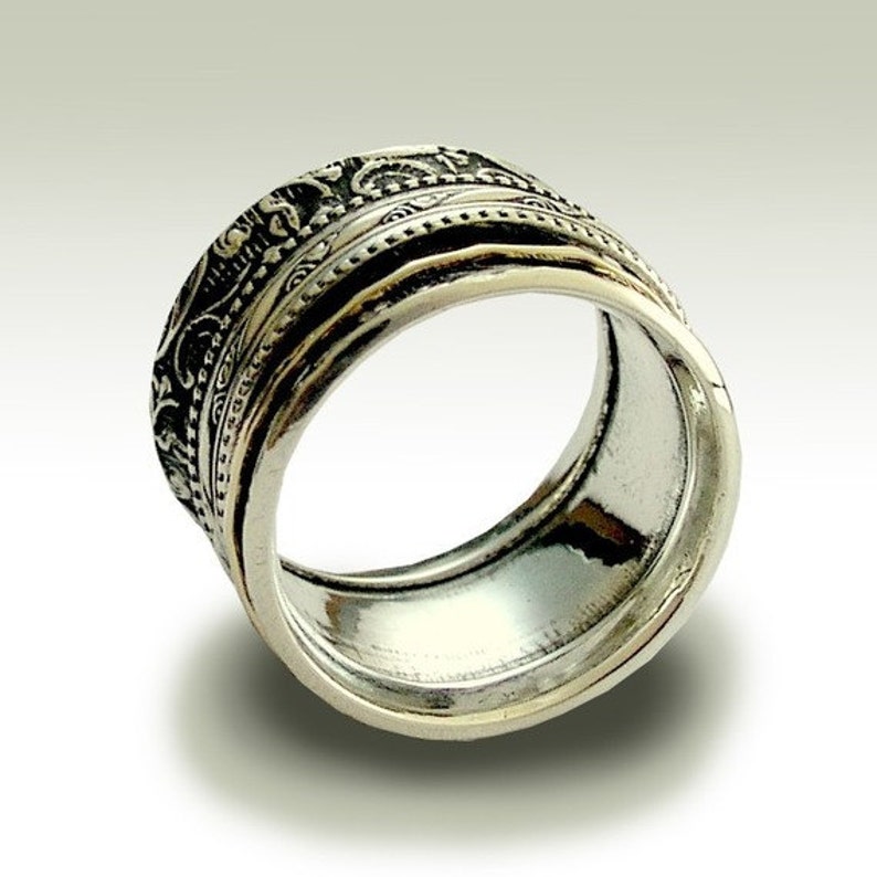 Sterling Silver Band Wide Silver Ring Gold Silver Ring - Etsy