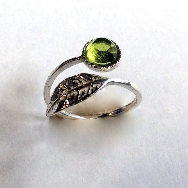 Dainty Silver Ring, Nature Ring, Leaf Ring, Silver Ring, Blue Opal Ring ...