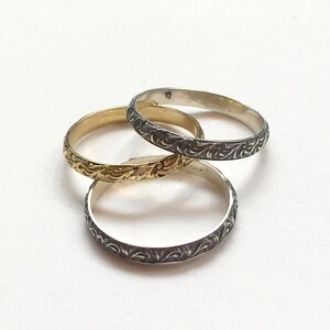 Three Bands Set, Stacking Bands Trio, Boho Bands, Thin Bands, Silver ...