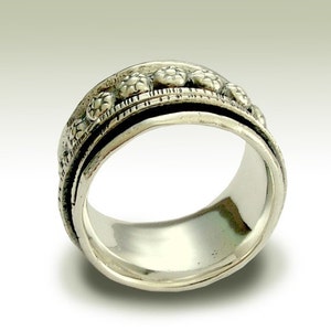 Wedding Band, Sterling Silver Band, Silver and Gold Ring, Spinner Ring ...