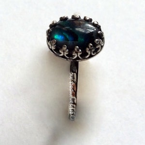 Blue Shell Ring, Sterling Silver Ring, Engagement Ring, Dainty Silver ...