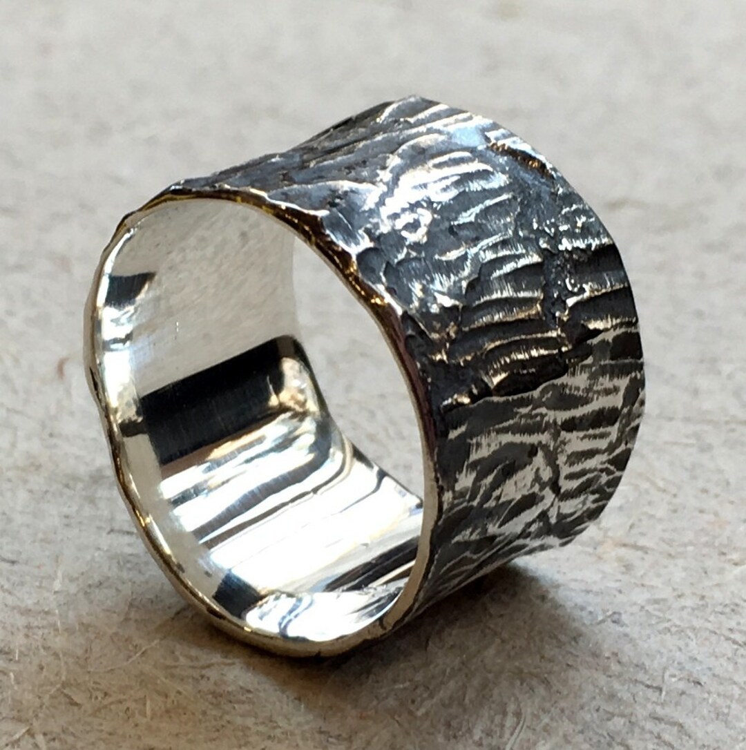 Sterling Silver Ring, Hammered Ring, Silver Wide Ring, Mens and Womens ...