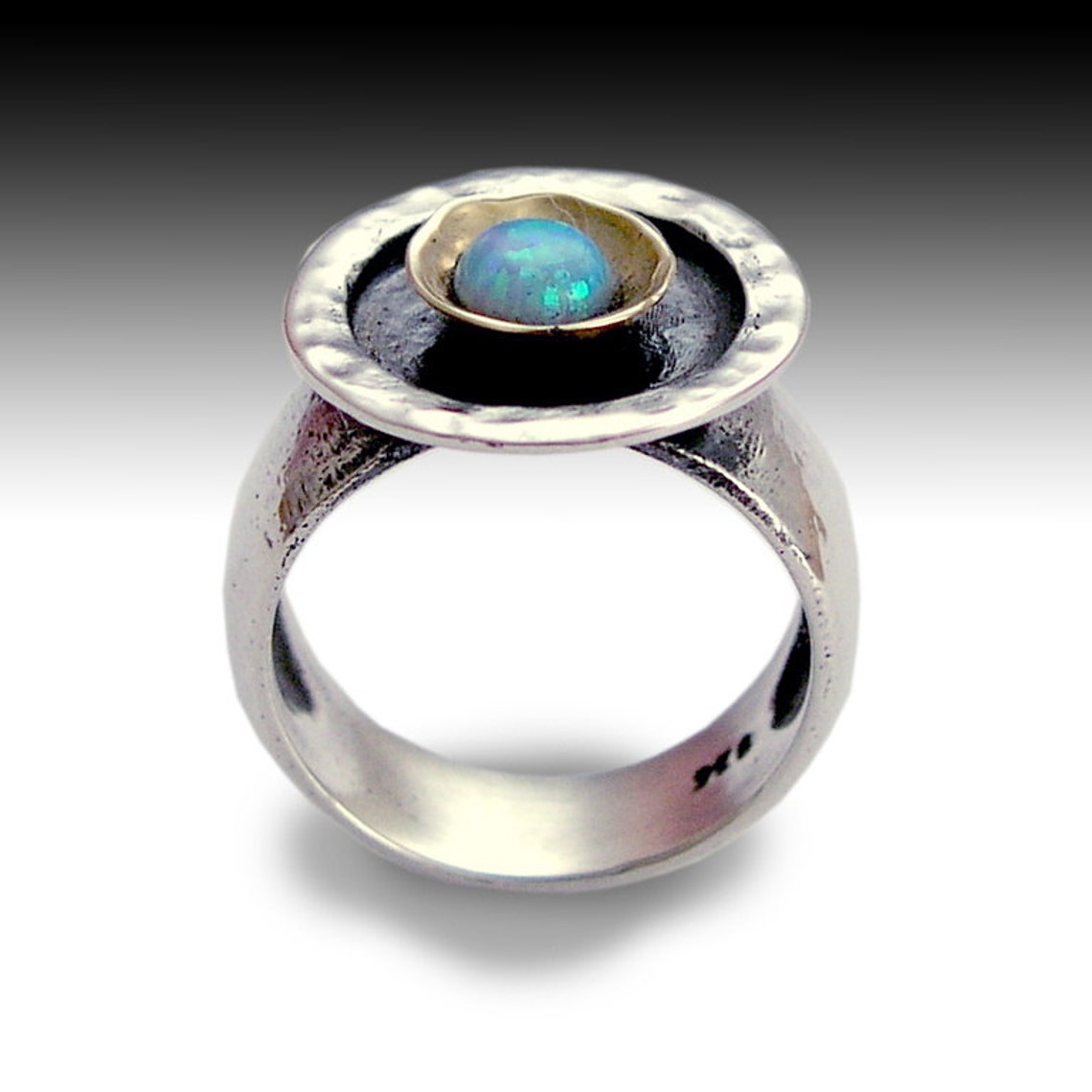 Gemstone Ring, Oxidized Silver Ring, Sterling Silver Ring, Yellow Gold ...