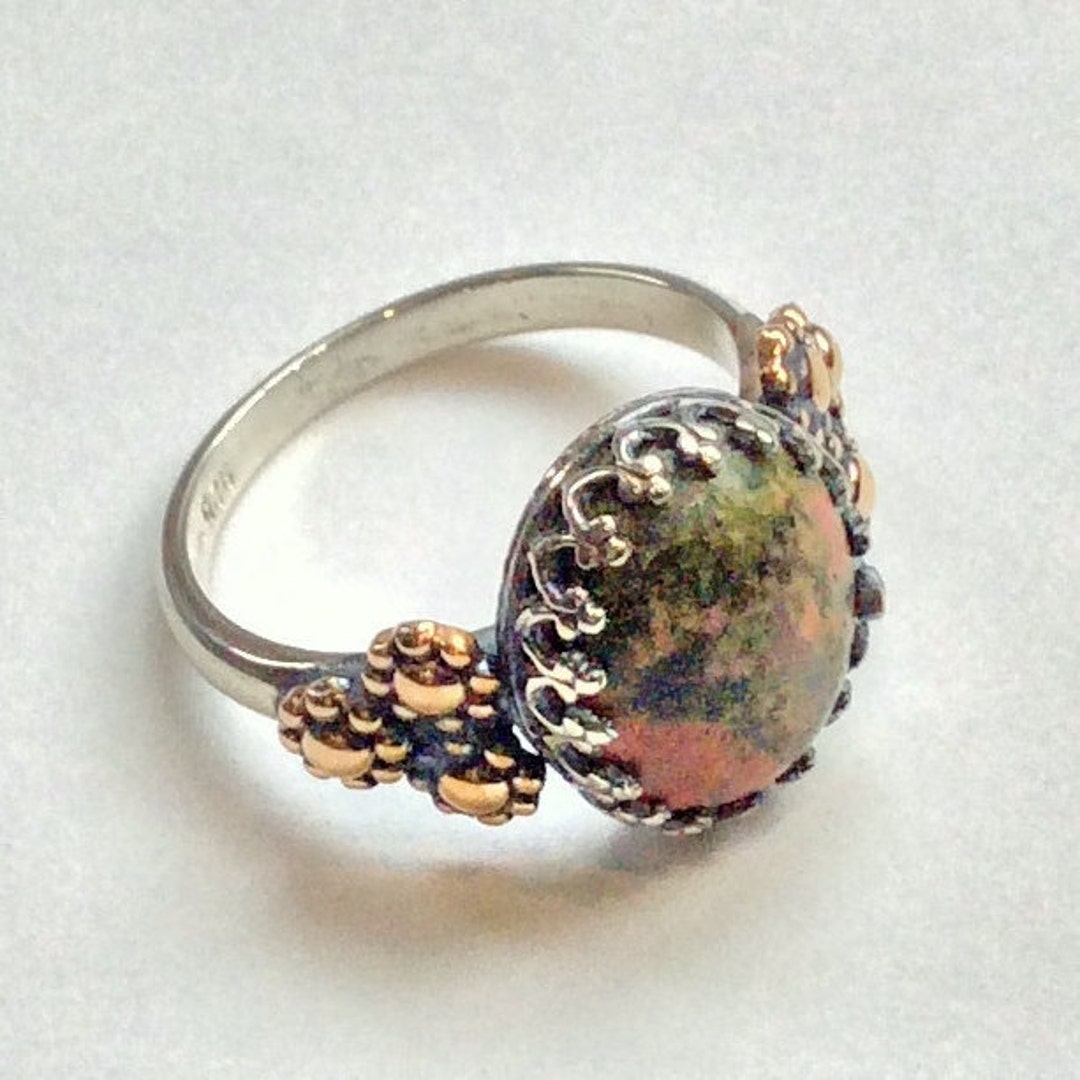 Jasper Ring, Gold Silver Ring, Gemstone Ring, Silver Ring, Statement ...