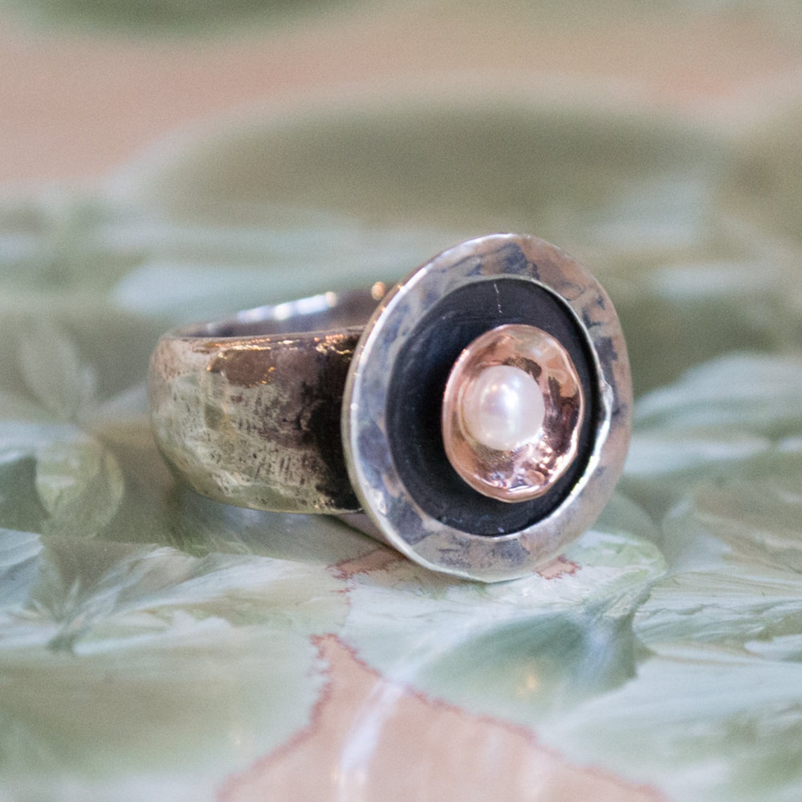 Gemstone Ring, Oxidized Silver Ring, Sterling Silver Ring, Yellow Gold ...