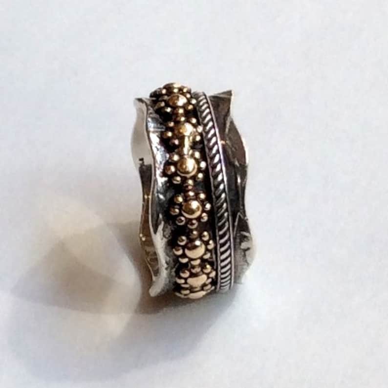 Stacking Spinner Ring, Silver Wedding Ring, Floral Ring, Gold Band ...