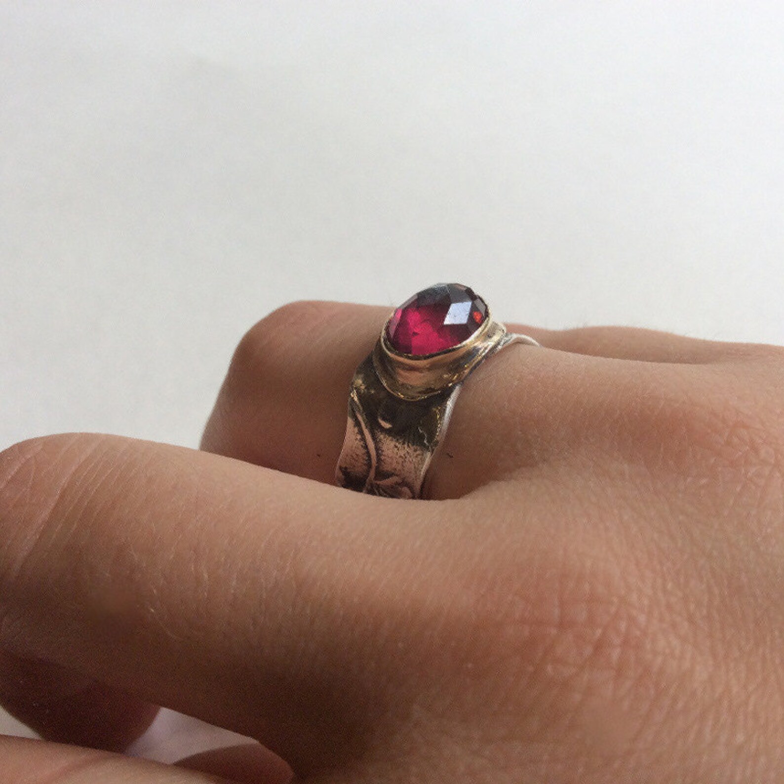 Ruby Ring, Sterling Silver Band, Vine Ring, Gold Silver Ring, Unique ...