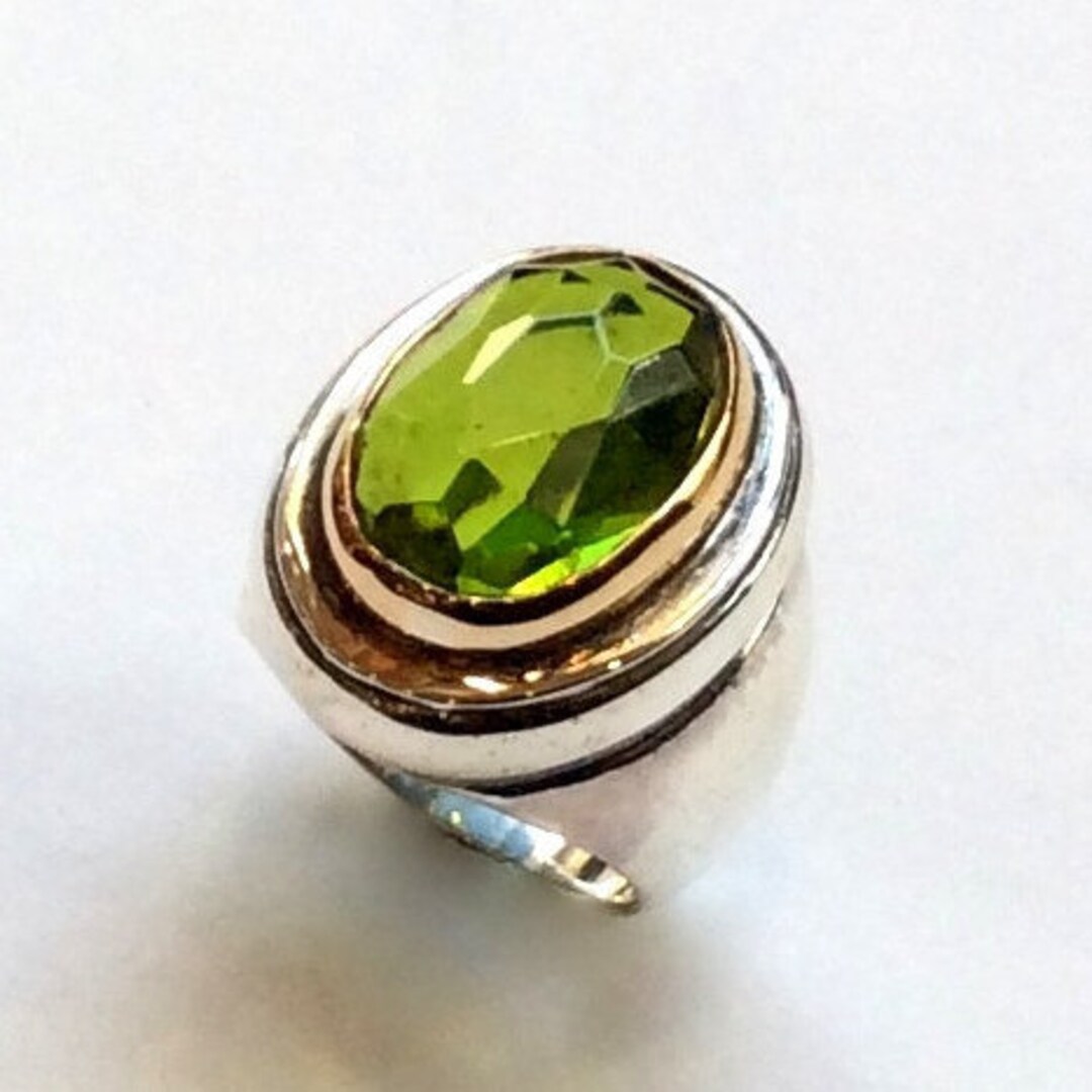 Large Peridot Ring, Gemstone Ring, Oval Ring, Chunky Ring, Birthstone ...