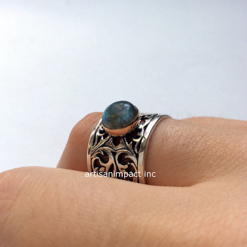 Labradorite Ring Gypsy Ring Green Ring Silver Engagement - Etsy
