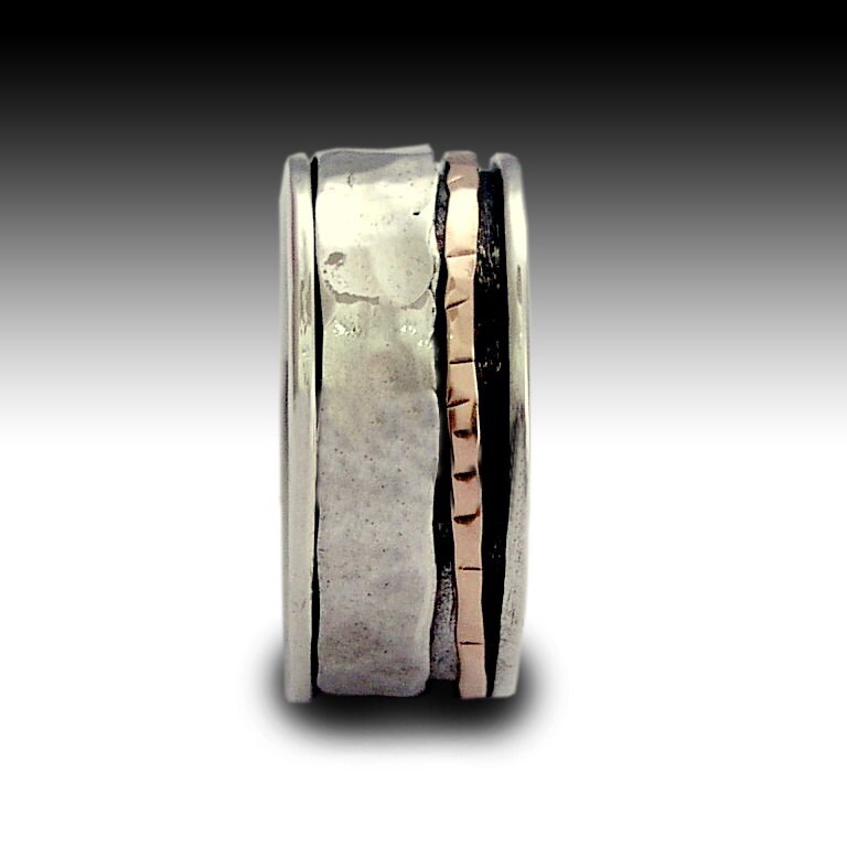 Mens Wedding band Sterling silver band silver gold ring | Etsy