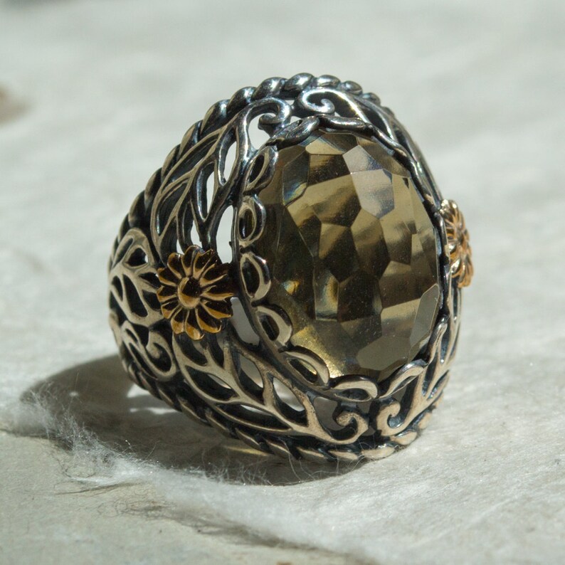 Sterling Silver Ring, Engagement Ring, Smoky Quartz Stone Ring, High ...