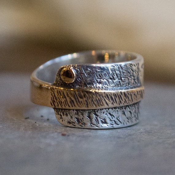 Mens Ring Sterling Silver Ring Two Tones Ring Rustic Silver | Etsy