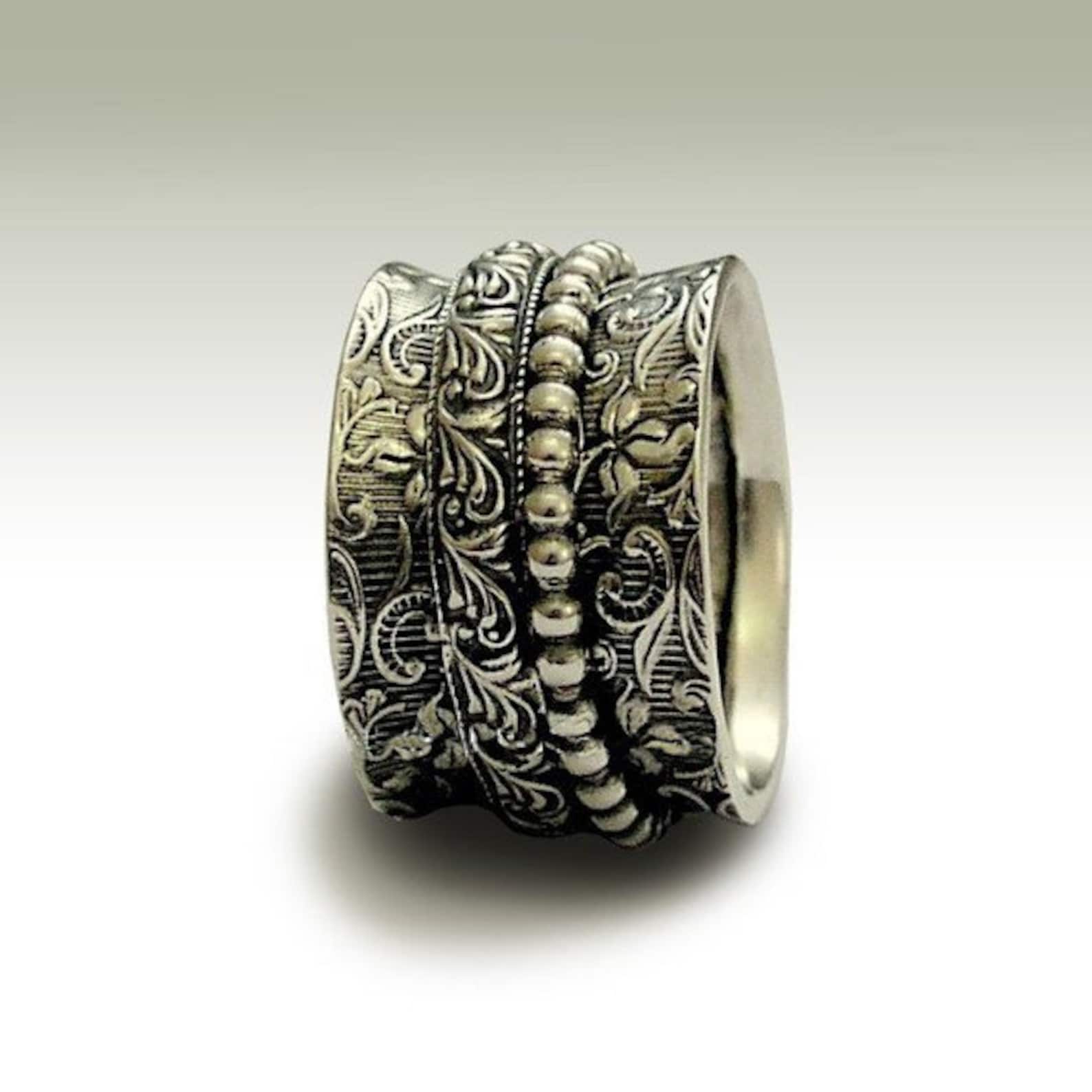 Sterling Silver Band Meditation Ring Wedding Band Spinners | Etsy