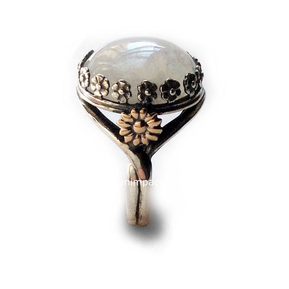 Moonstone ring flowers ring Engagement ring silver gold | Etsy