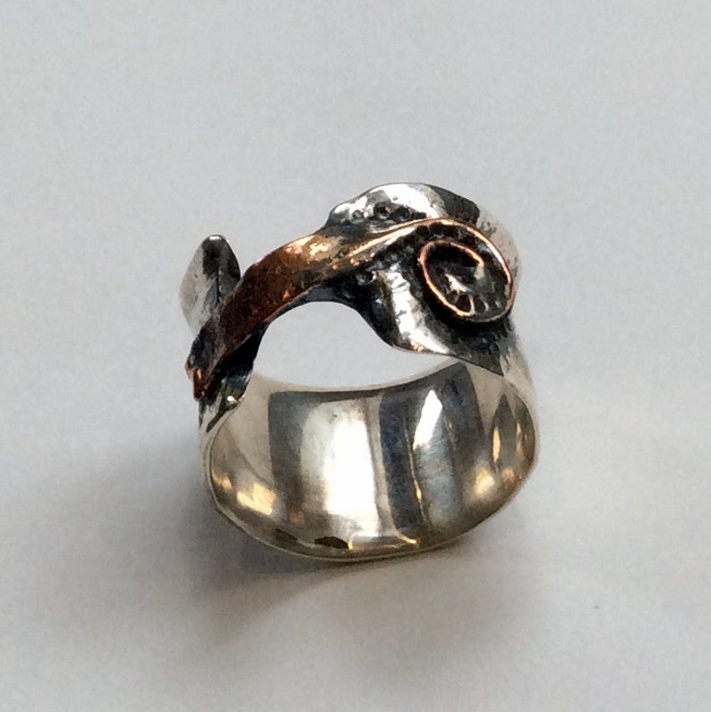 Silver Copper Ring Bohemian Jewelry Wide Unisex Band Two - Etsy